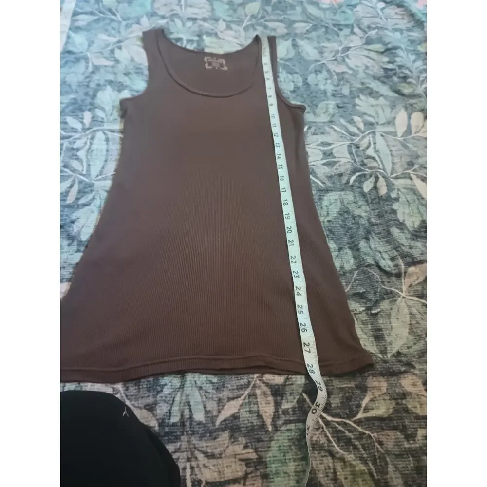 Old Navy | Tops | Vtg Old Navy Y2k Long Length Ribbed Tank Top M Brown ...